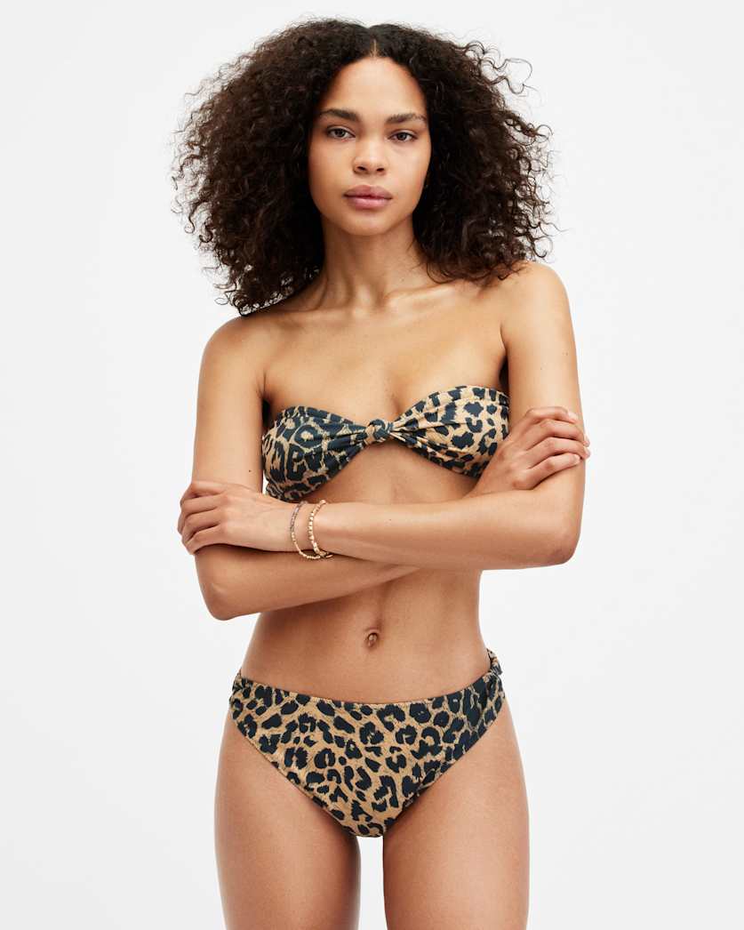 Emma Leopard Print Bandeau Bikini Top LEOPARD BROWN | ALLSAINTS